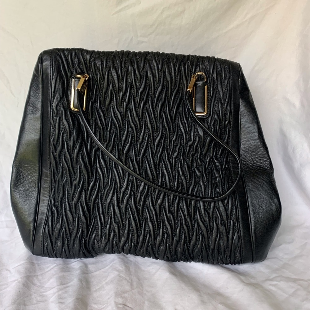 Coach Leather Textured Black Handbag Purse - Gem